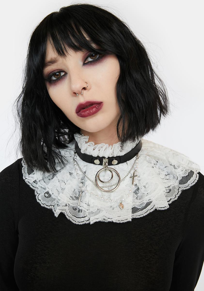 Punk Rave Pearl O Ring Statement Lace Ruffle Collar – Dolls Kill