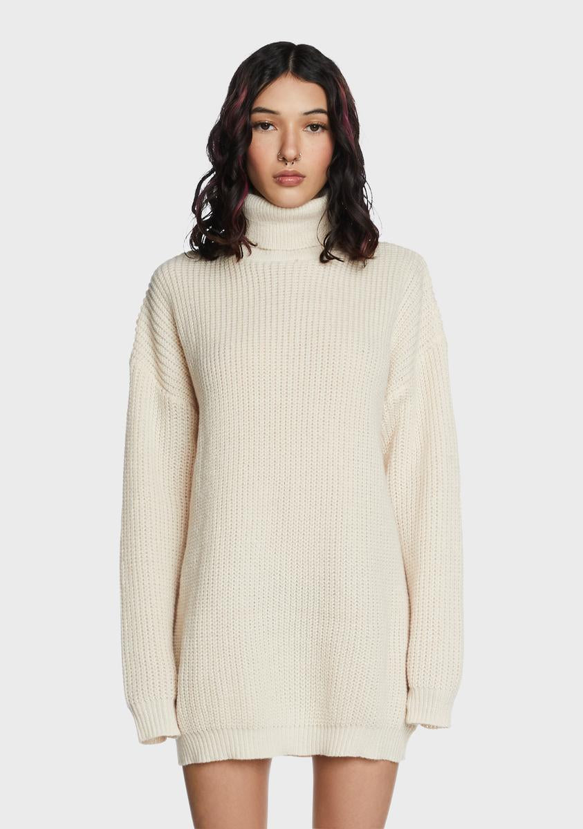 Chunky Knit Turtleneck Sweater - Tan – Dolls Kill