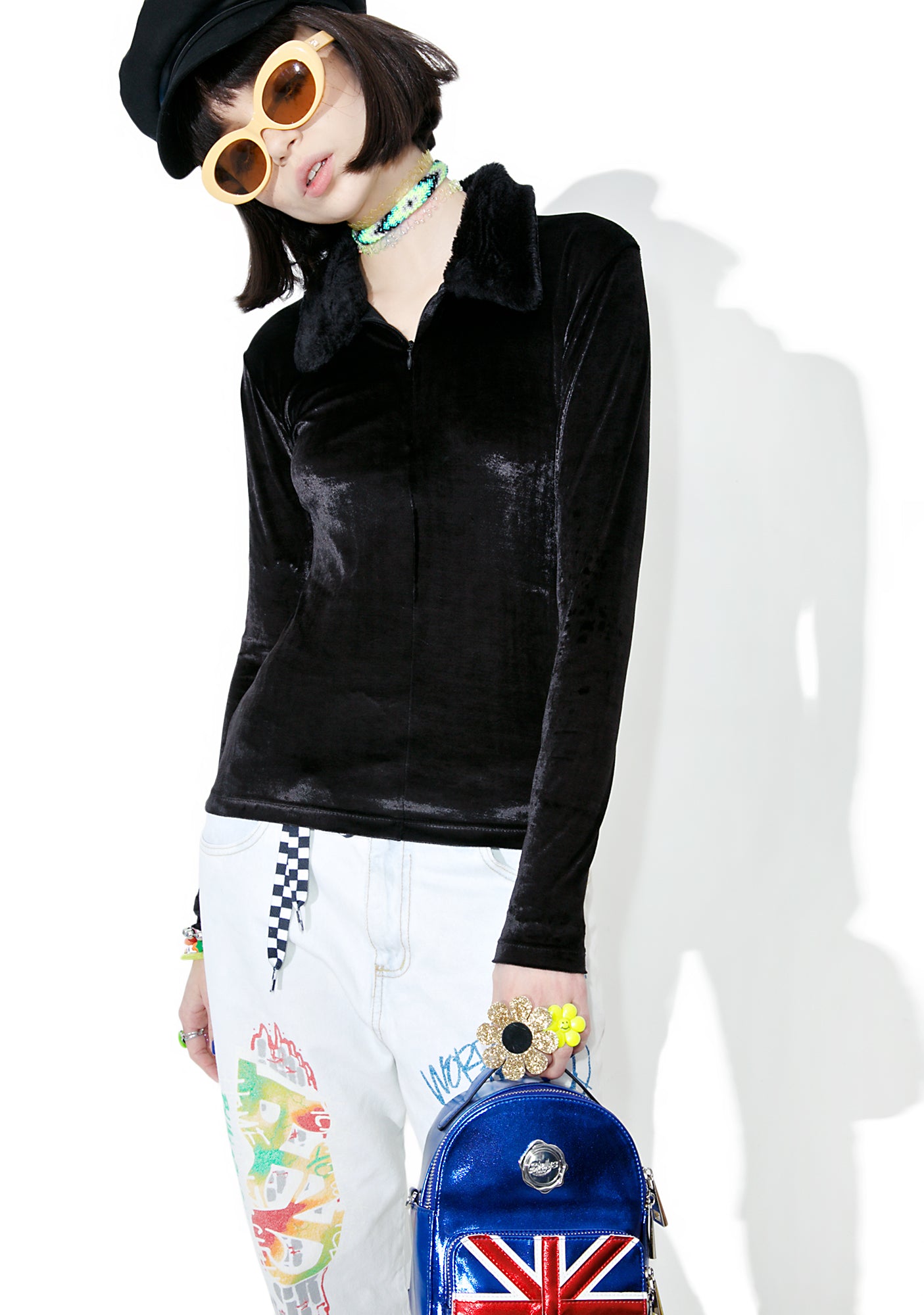 Vintage Velvet Fur Collar Top – Dolls Kill