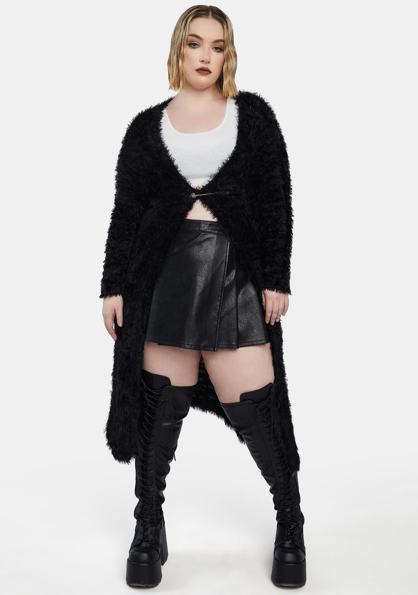 Current Mood Fuzzy Knit Duster - Black – Dolls Kill