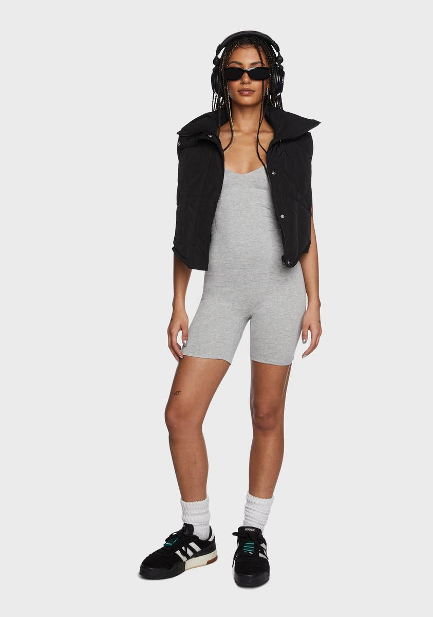 Bodycon Romper Playsuit - Heather Grey – Dolls Kill