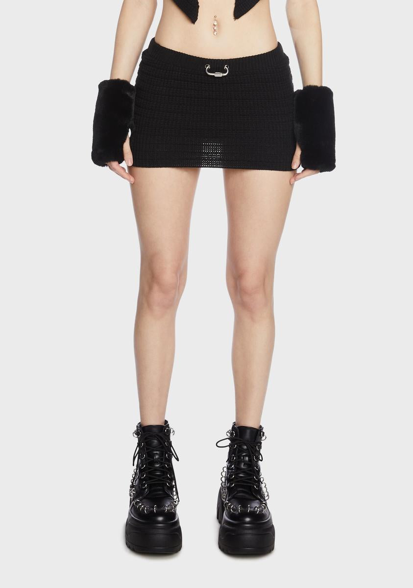 The Kript Micro Mini Knit Skirt With Hardware - Black – Dolls Kill