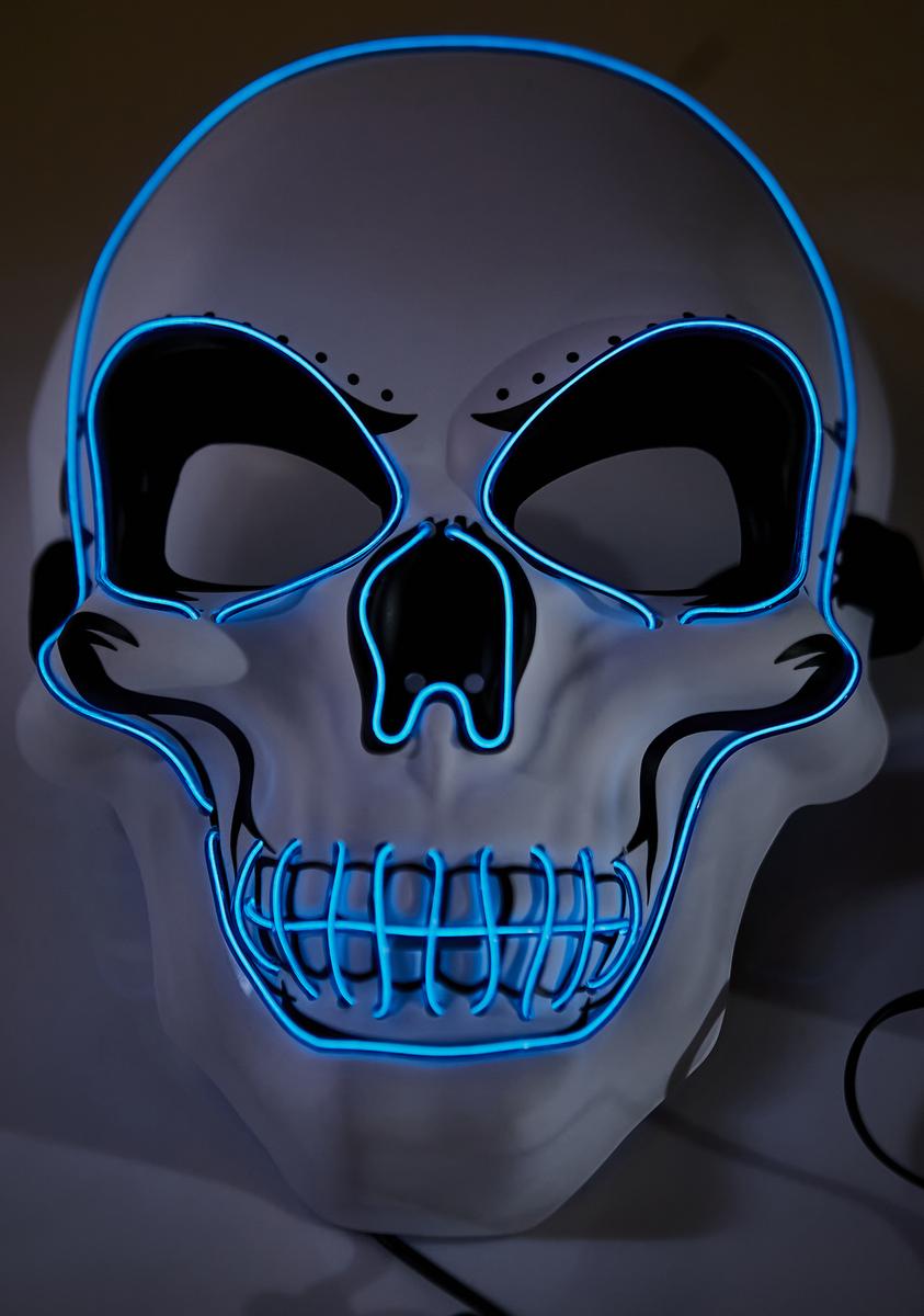 LED Light Up Skull Mask - Blue – Dolls Kill