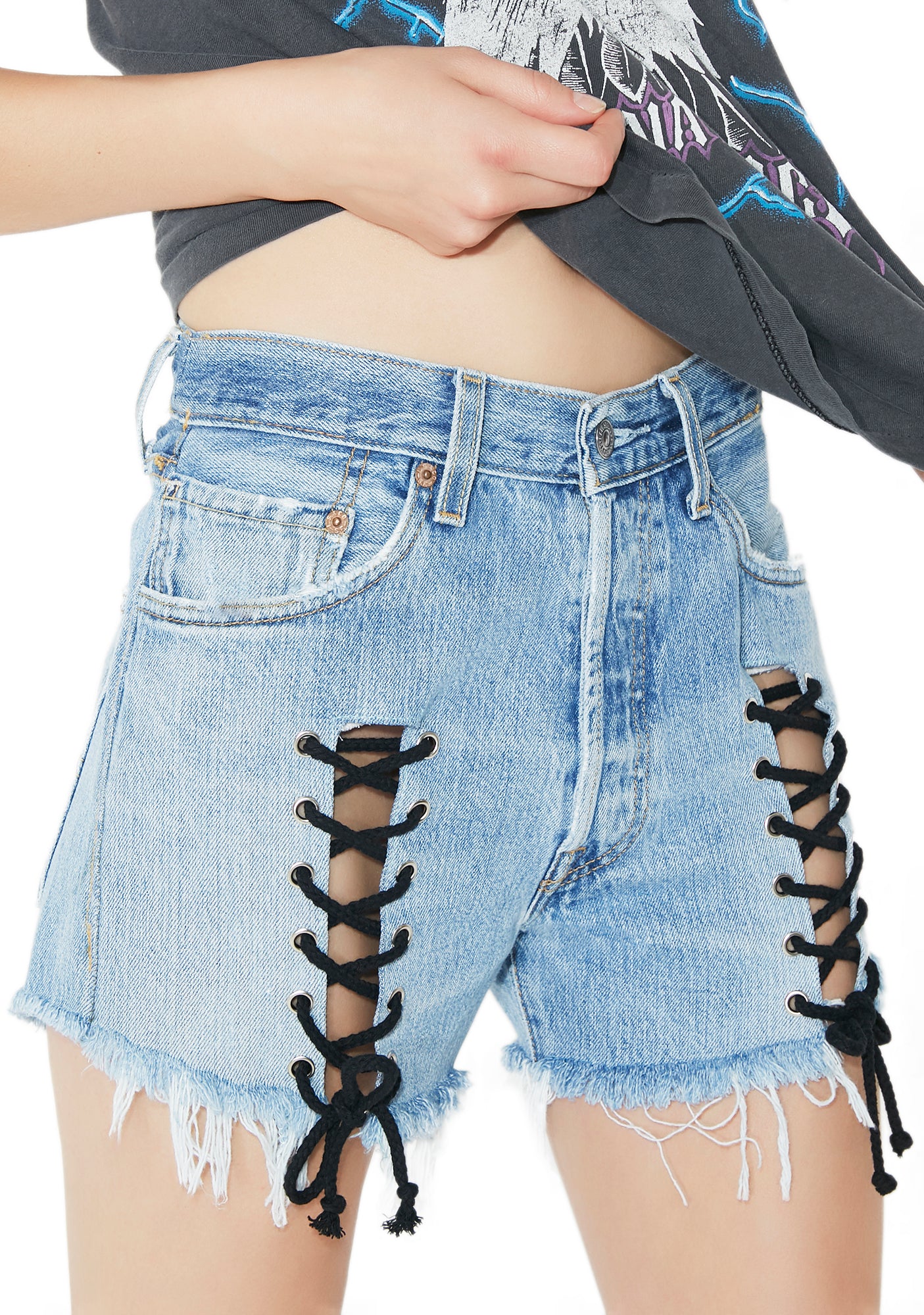 Denim Lace-Up Shorts – Dolls Kill
