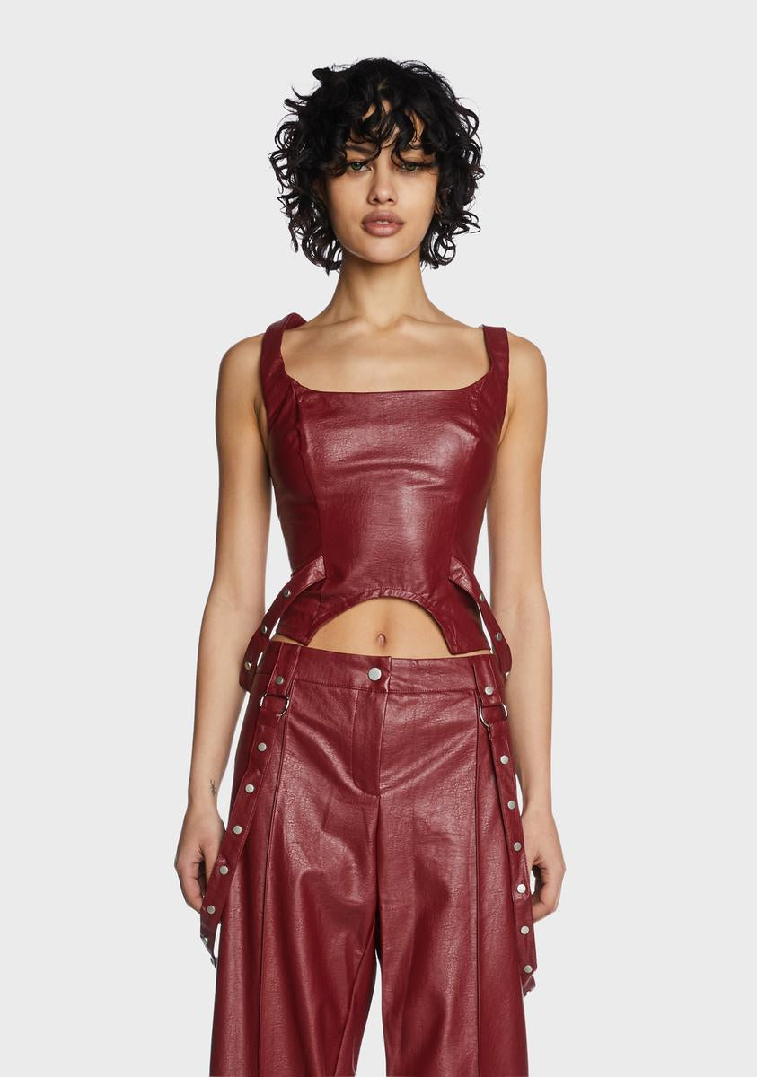 The Ragged Priest Vegan Leather Corset Top - Maroon – Dolls Kill