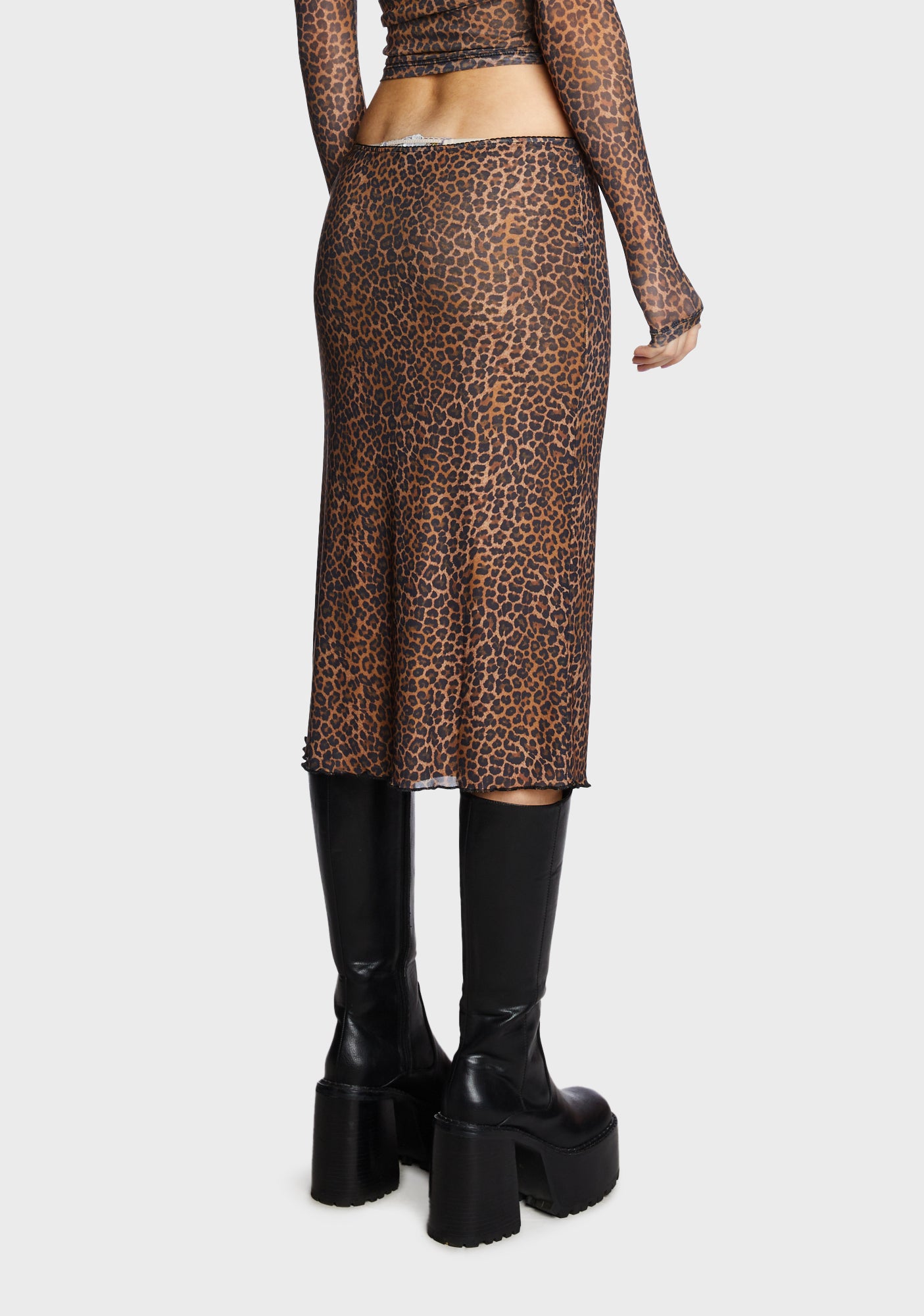 Motel Midi Skirt - Mesh Rar Leopard – Dolls Kill
