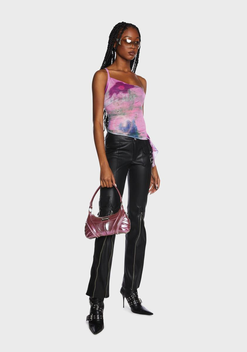 Generation Kiss Metallic Vegan Leather Shoulder Bag - Purple – Dolls Kill