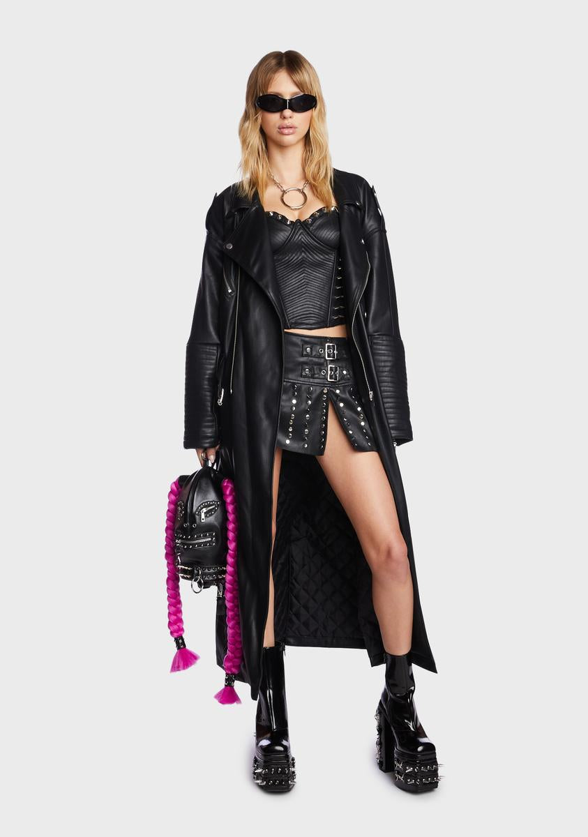 Current Mood Studded Faux Leather Buster Top - Black – Dolls Kill
