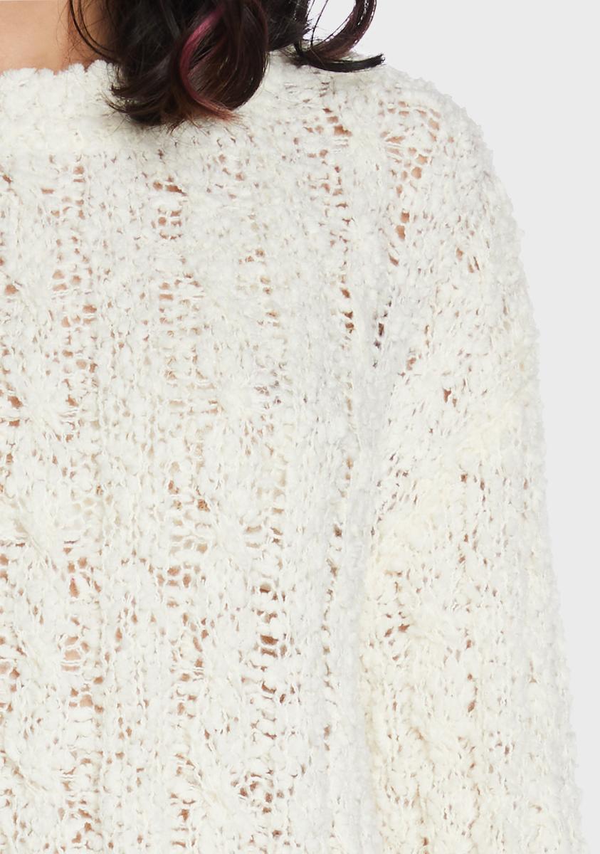 Knit Long Sleeve Crop Sweater - White – Dolls Kill
