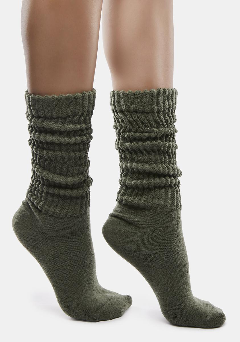 MeMoi Slouch Crew Socks - Green – Dolls Kill