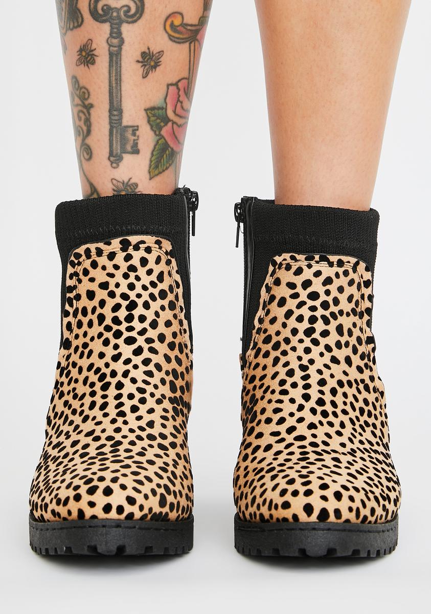 Ankle Sock Boots Side Zip Leopard Print – Dolls Kill