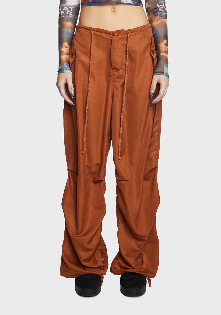 Edikted Baggy Parachute Cargo Pants - Brown – Dolls Kill