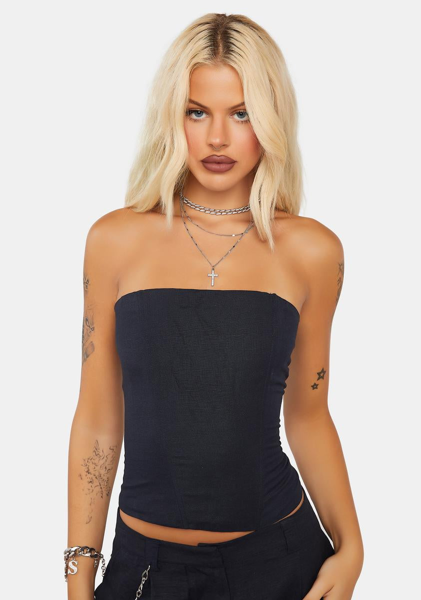 Lioness Corset Tube Top - Dark Blue – Dolls Kill