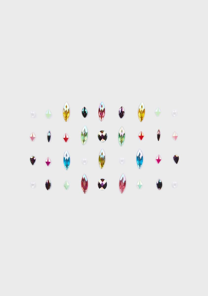 Iridescent Tear Shaped Face Body Jewels - Rainbow – Dolls Kill