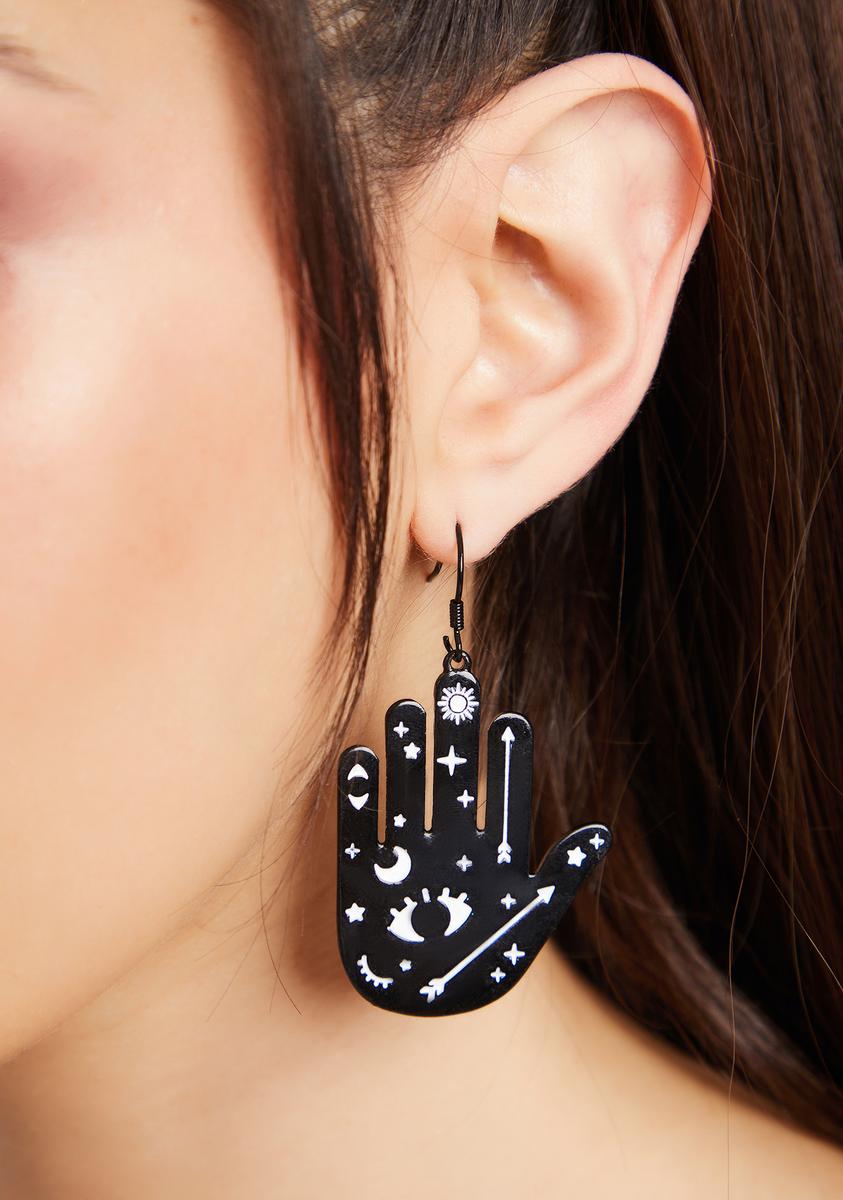 Celestial Hand Drop Earrings - Black – Dolls Kill