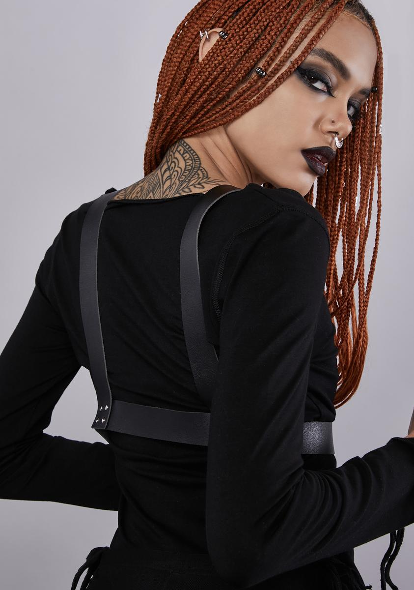 Vegan Leather Silver Buckle Harness - Black – Dolls Kill