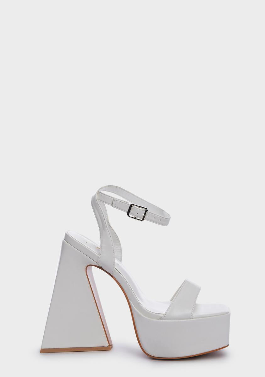 Platform Flared Pyramid Heels - White – Dolls Kill