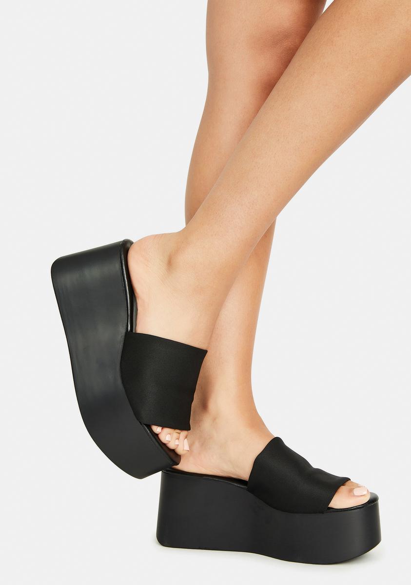 Thick Strap Platform Sandals - Black – Dolls Kill