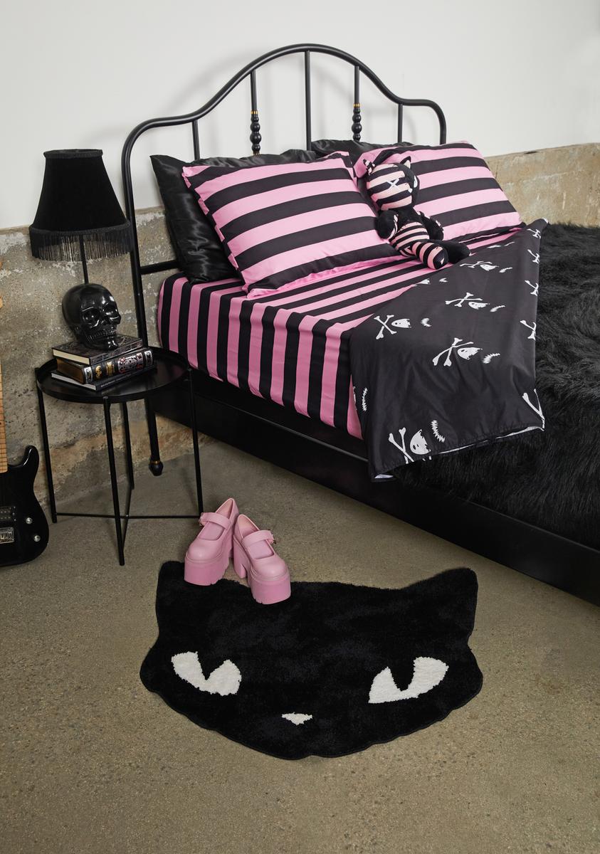Dolls Kill x Emily The Strange Mystery The Cat Tufted Rug - Black