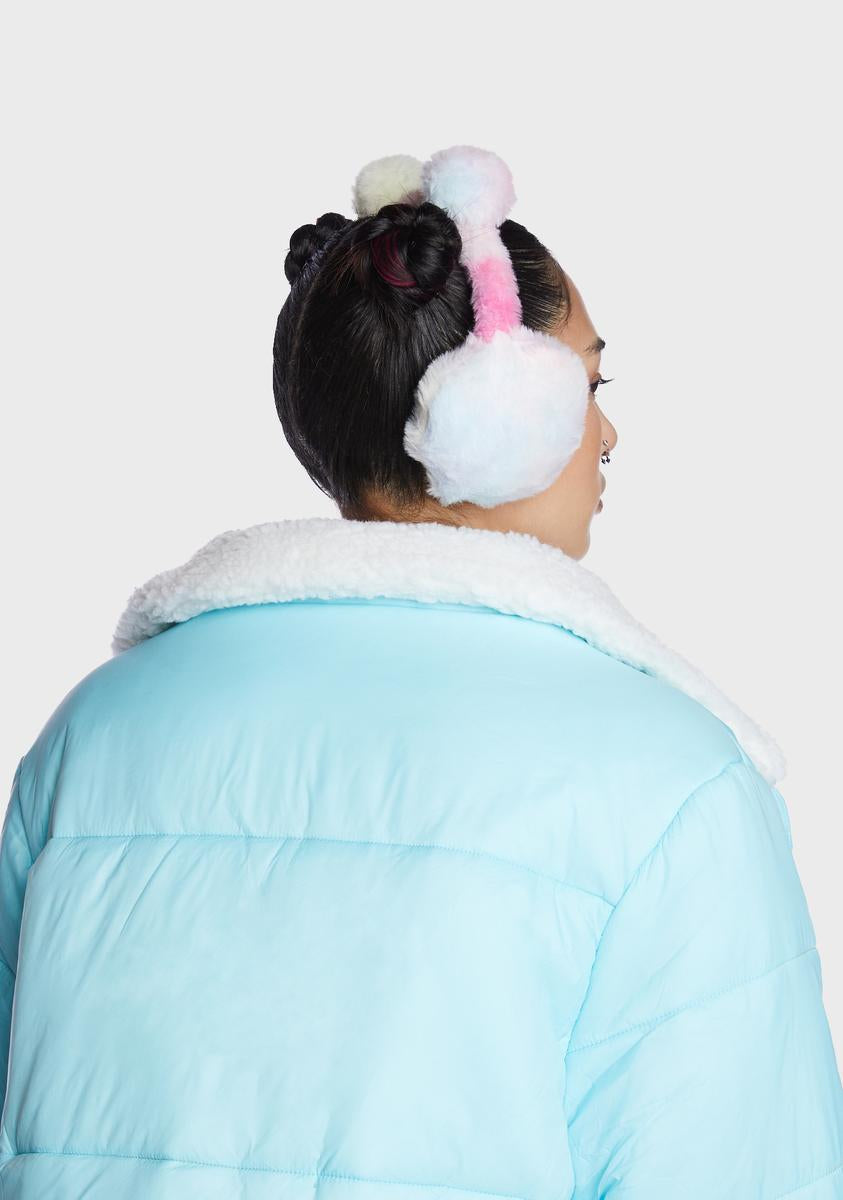 Faux Fur Tie Dye Teddy Bear Ear Muffs - Rainbow – Dolls Kill