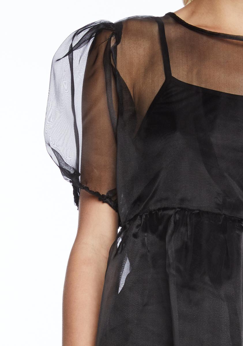Daisy Street Organza Puffy Midi Dress - Black – Dolls Kill