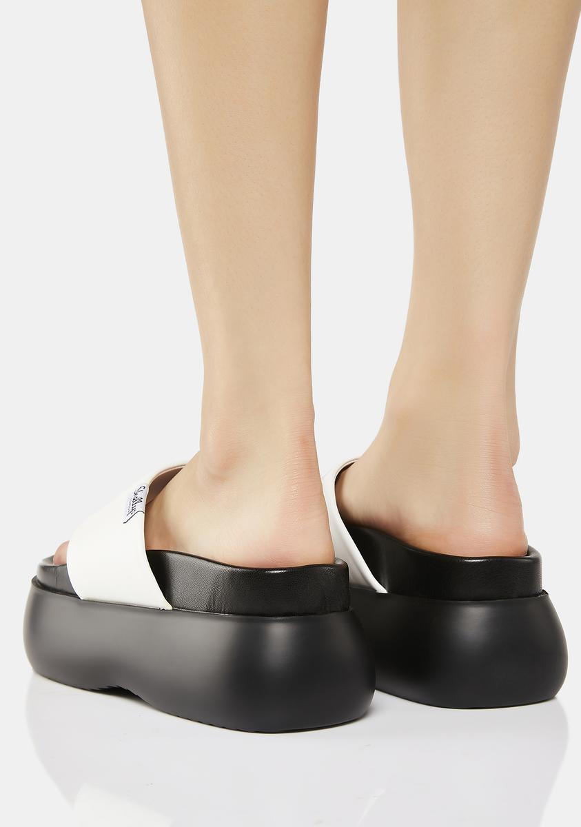 Shellys London Platform Vegan Leather Thong Sandals - White/Black ...