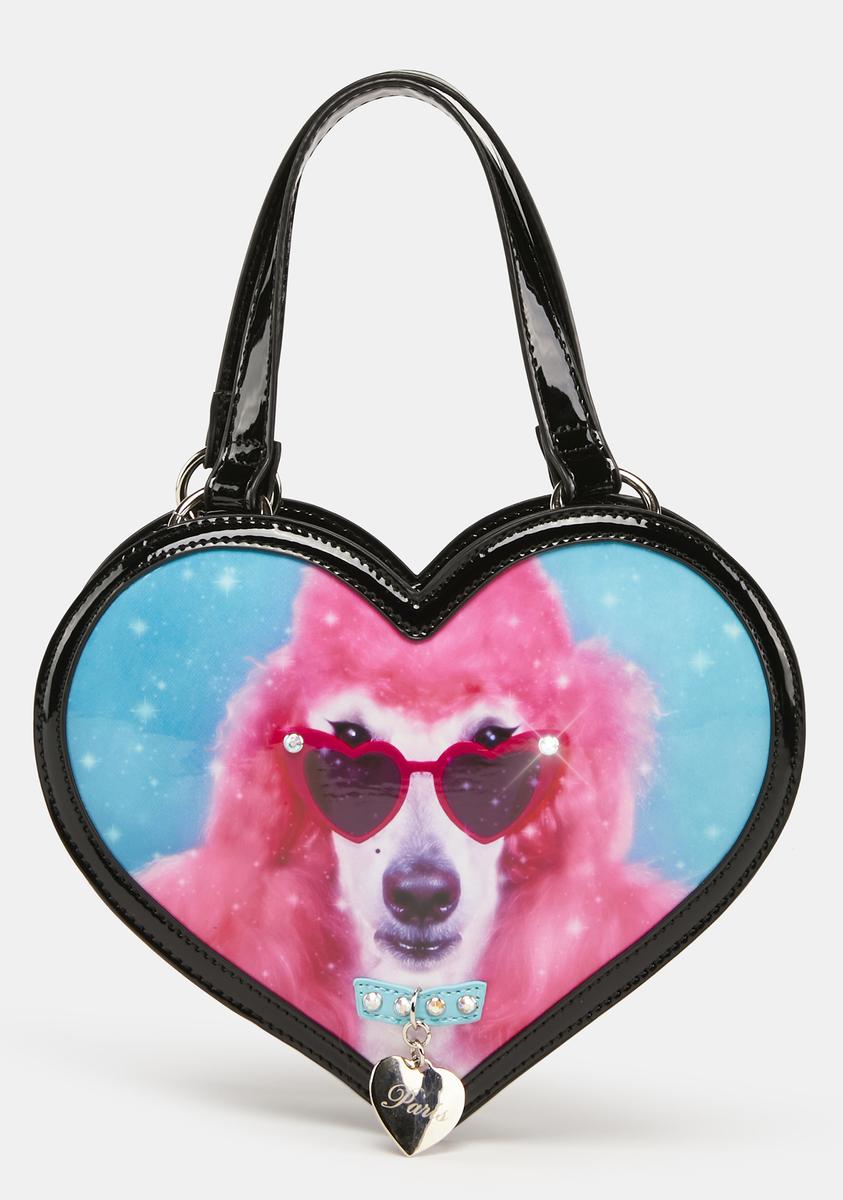 dELiA*s by Dolls Kill Poodle Vinyl Heart Handbag - Black