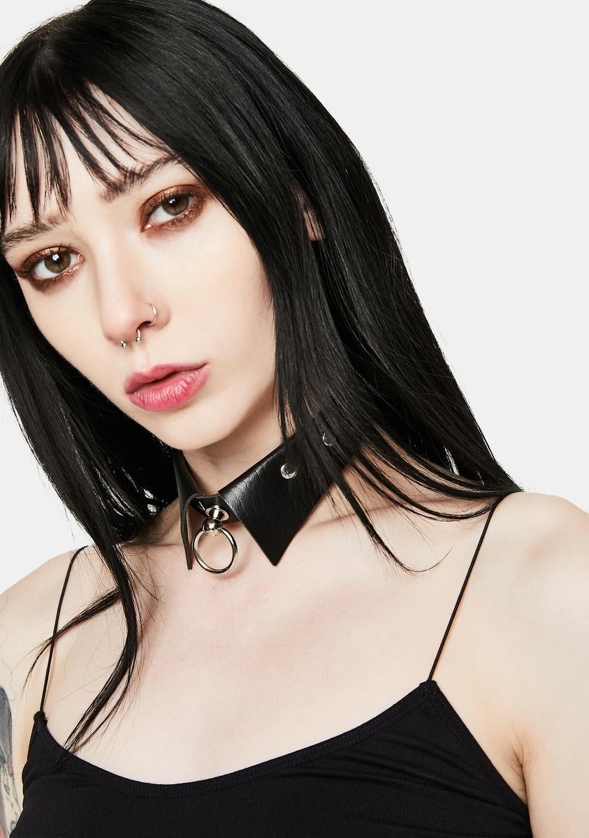 Studded O-Ring Collar Choker - Black – Dolls Kill