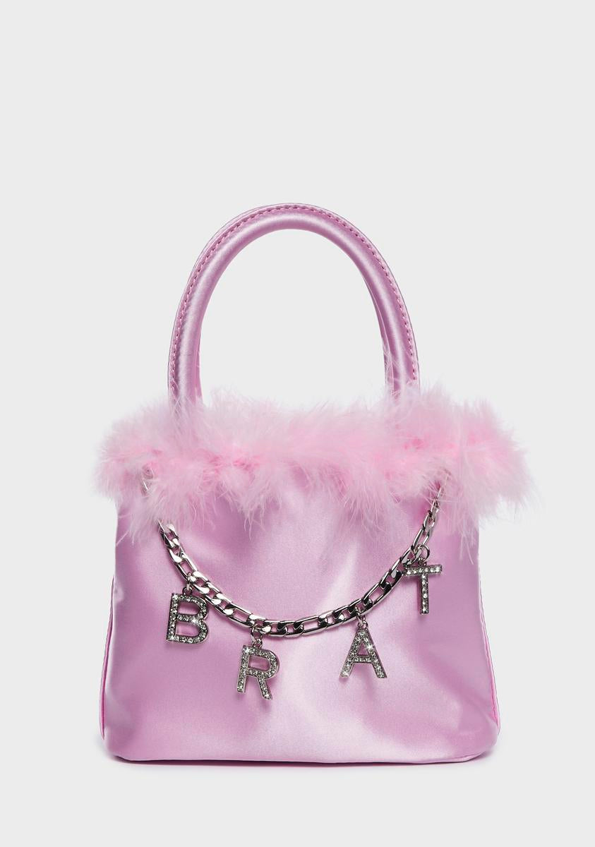 Sugar Thrillz Satin Marabou Trim Bag With Brat Charm - Pink – Dolls Kill