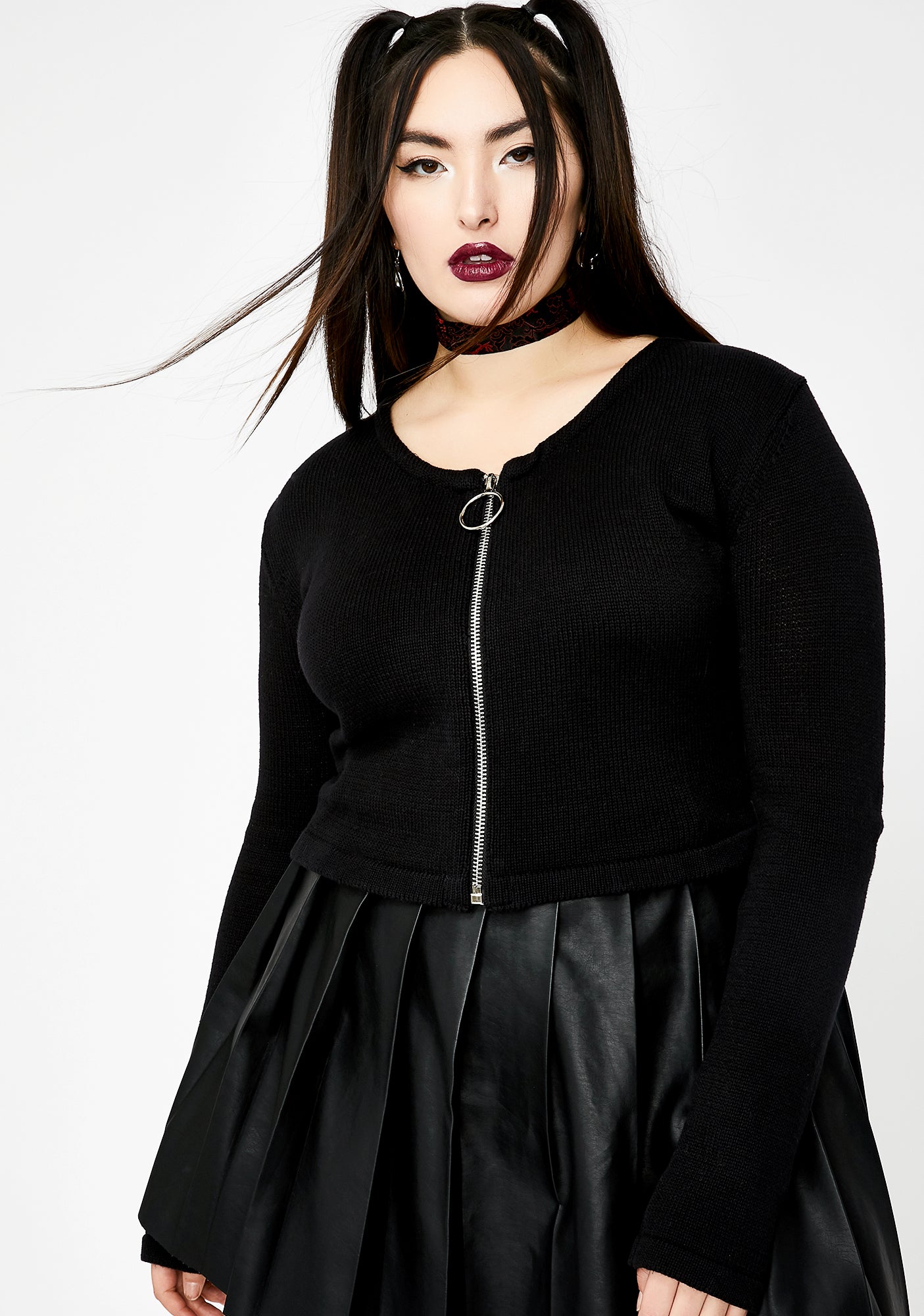 Plus Current Mood Knit Zip Cardigan – Dolls Kill