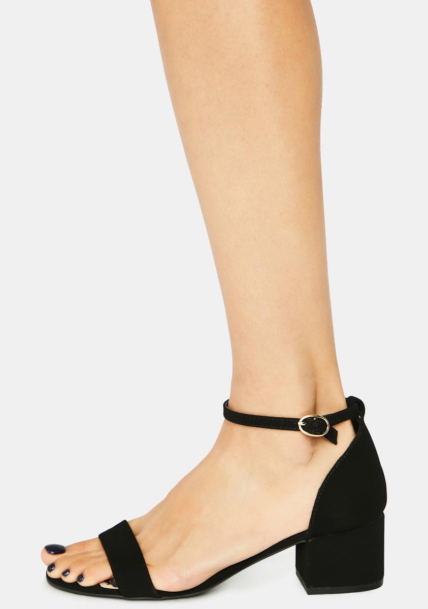 Open Toe Strappy Mini Heel - Black – Dolls Kill