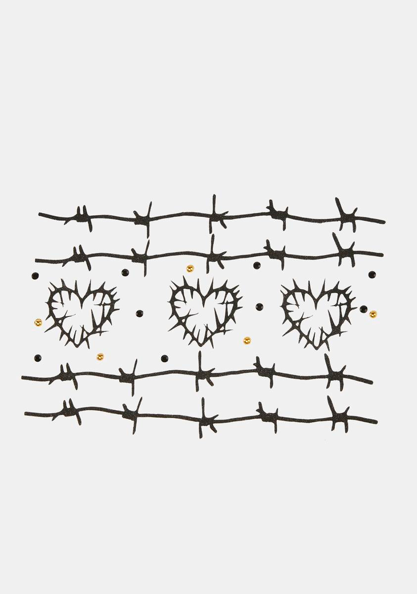 Heart And Barbed Wire Face Body Stickers - Black – Dolls Kill