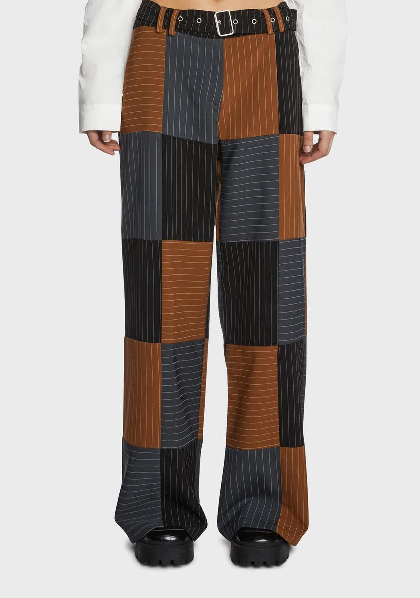 The Ragged Priest Patchwork Striped Pants - Multi – Dolls Kill