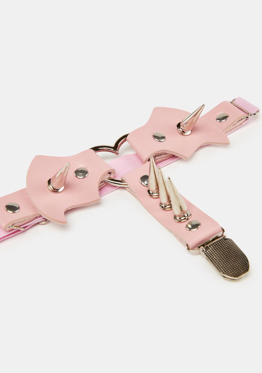 Vegan Leather Bat Shaped Garter Set - Pink – Dolls Kill