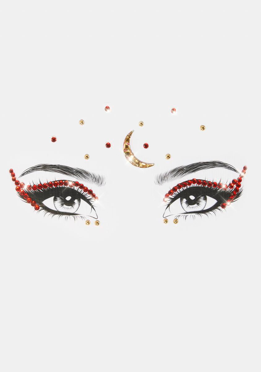 Sparkly Moon Rhinestone Eye Gems - Red – Dolls Kill