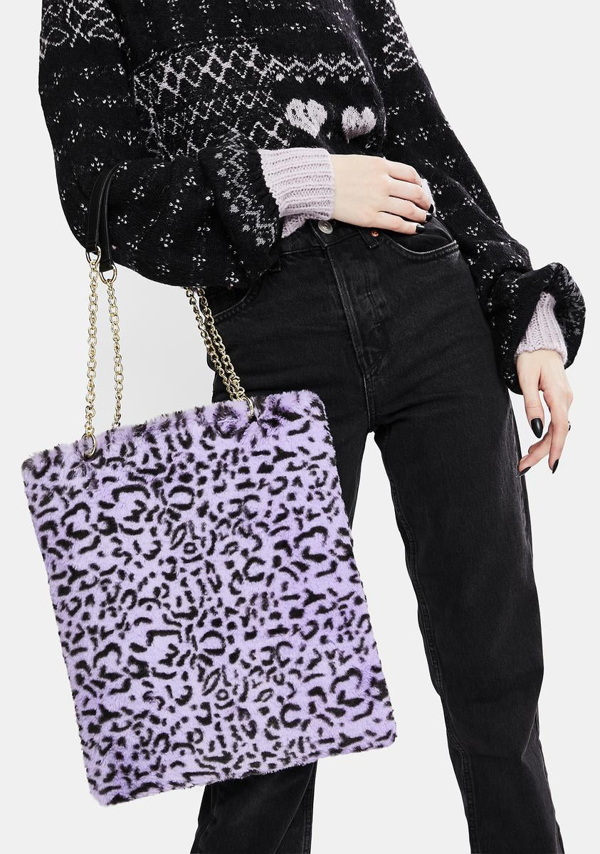Glitter Disco Child Lilac Leopard Fluffy Bag – Dolls Kill