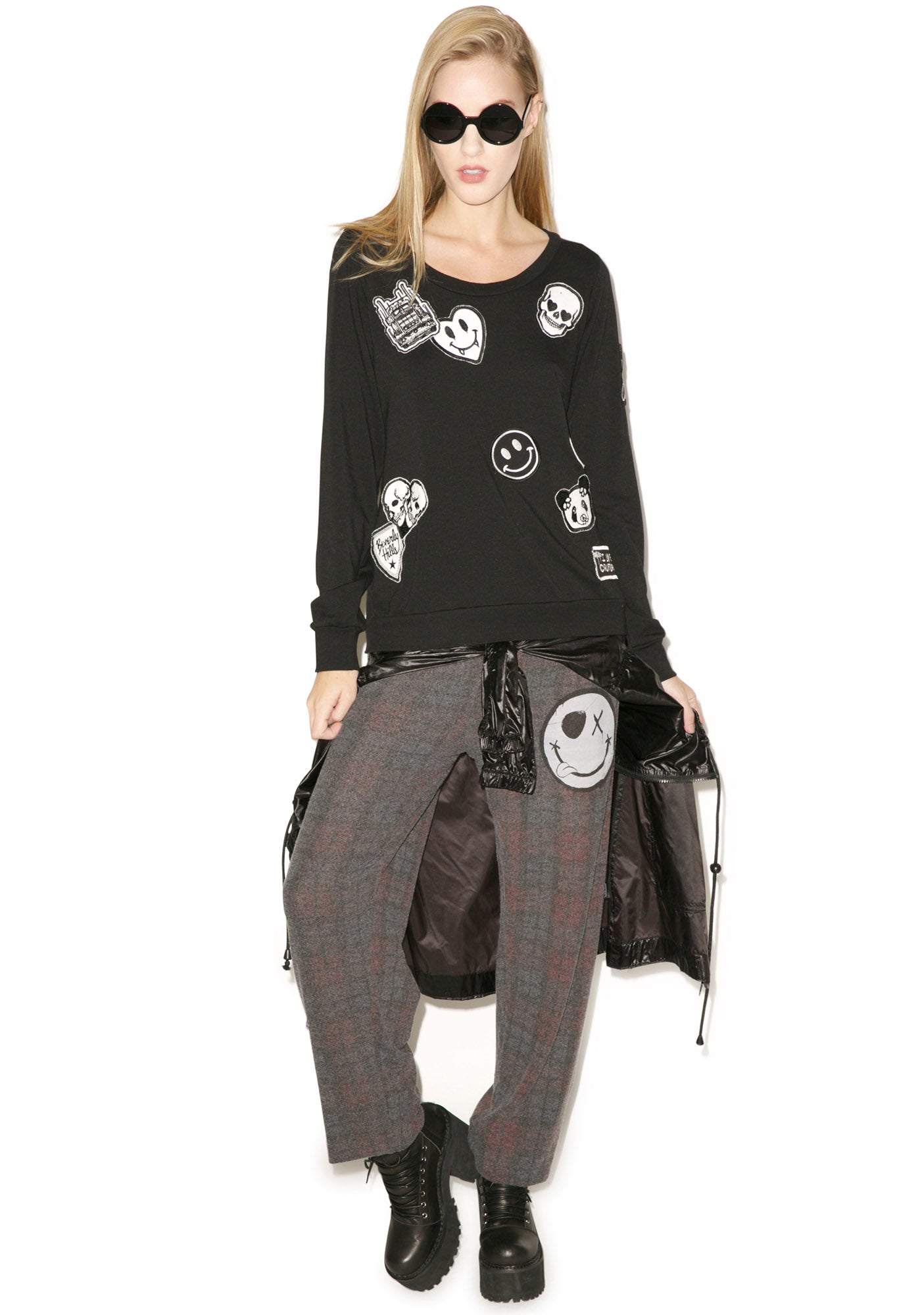 Jet Patches All Over Pullover – Dolls Kill