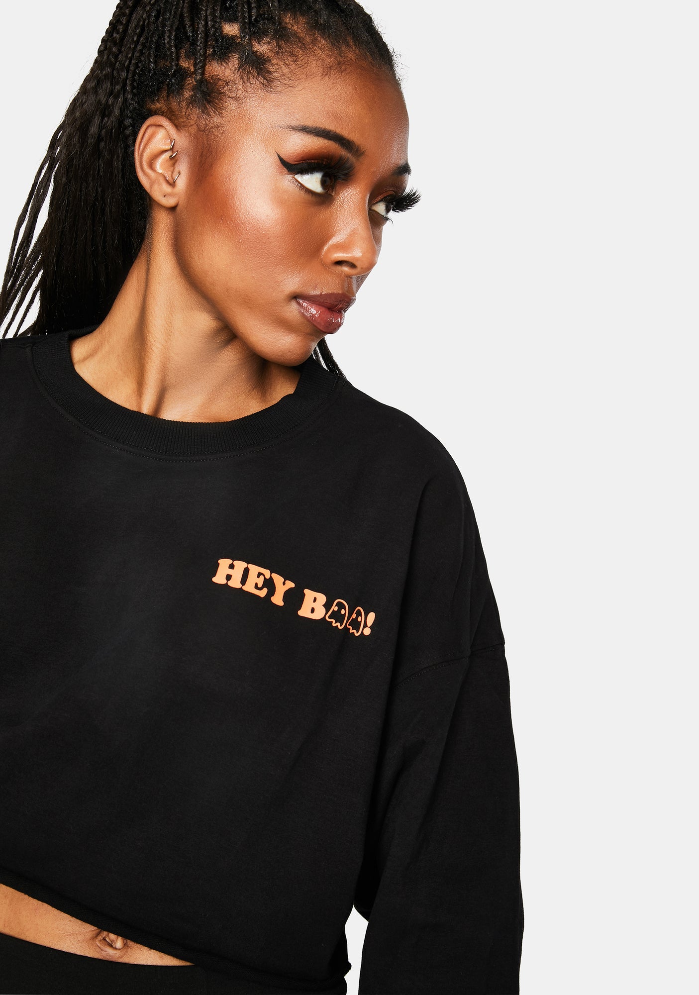 Hey Boo Cropped Crewneck Sweatshirt – Dolls Kill