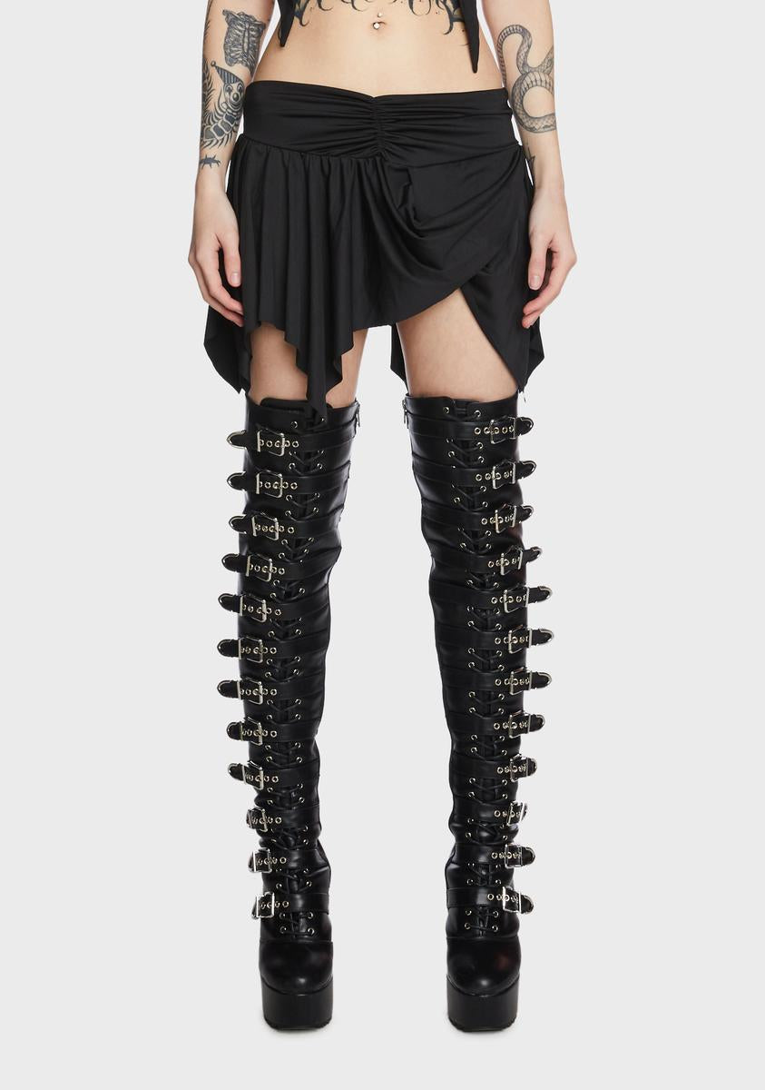 Forbidden Clothing Ruched Mini Skirt - Black – Dolls Kill