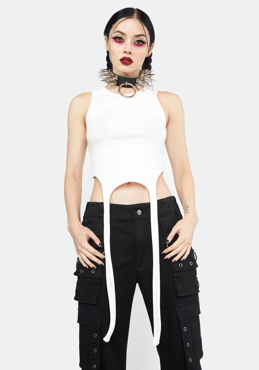 Kiki Riki Racerback Tank With Long Ties At The Hem - Off White – Dolls Kill