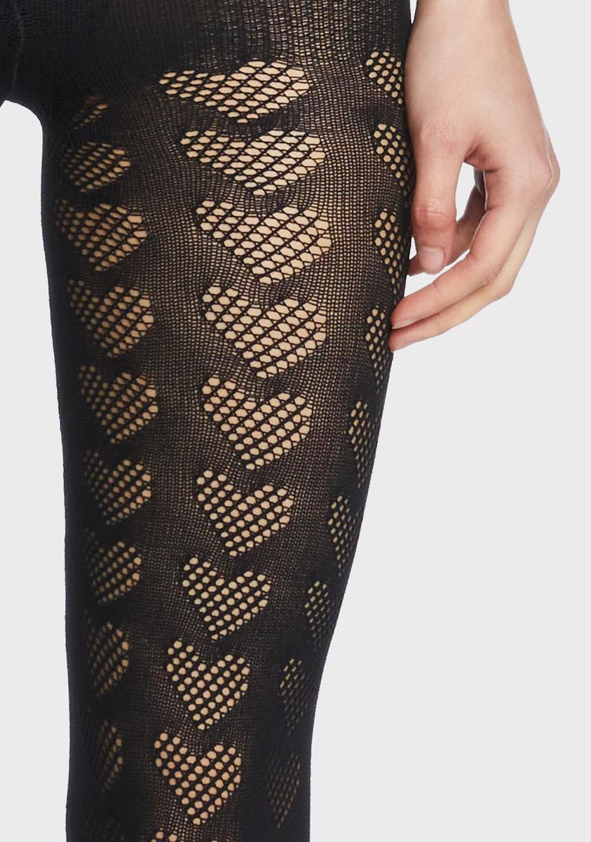 Fishnet Heart Print Sheer Tights - Black – Dolls Kill