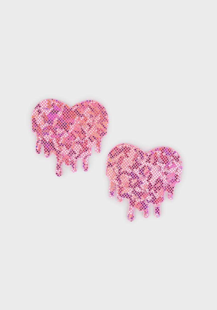 Pastease Glitter Melted Heart Pasties - Pink – Dolls Kill