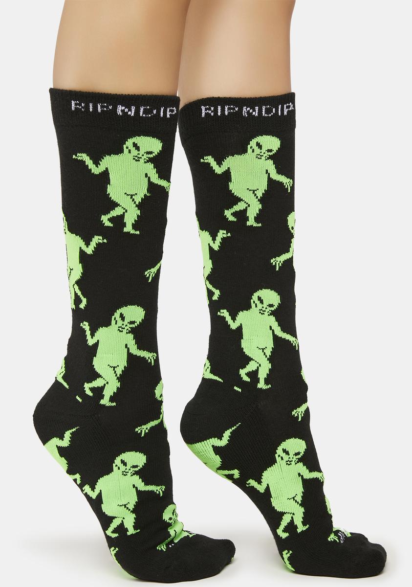 RIPNDIP Alien Graphic Crew Socks - Green – Dolls Kill