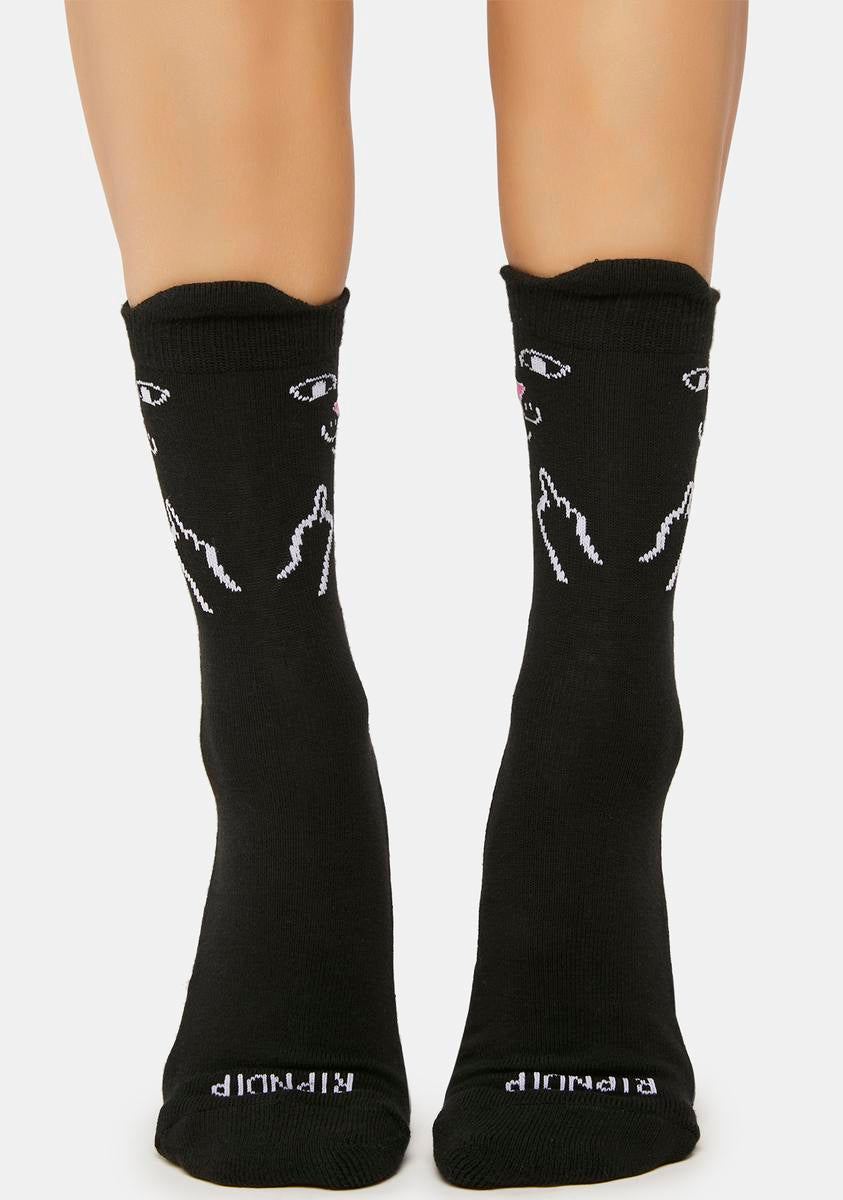 RIPNDIP Jermal Face Ankle Socks - Black#N##N# – Dolls Kill