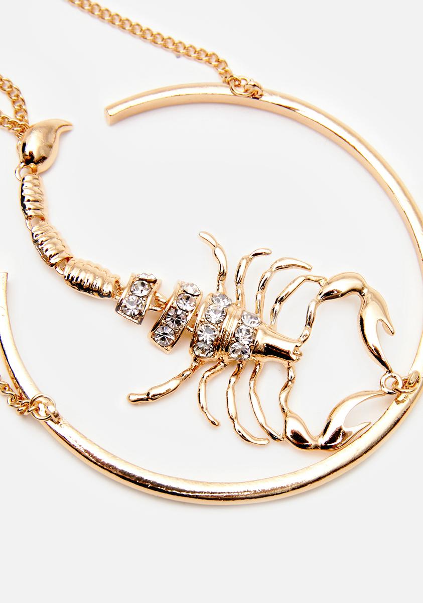 Arm Cuff With Scorpion Chains Rhinestones - Gold – Dolls Kill