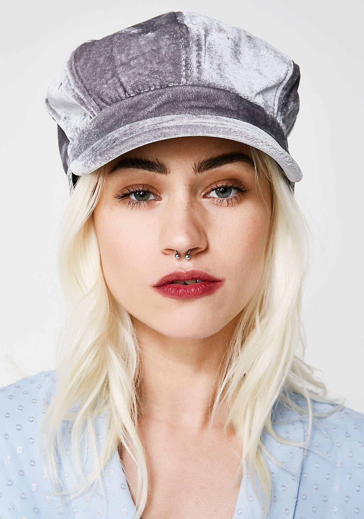 Gray Velvet Biker Hat – Dolls Kill