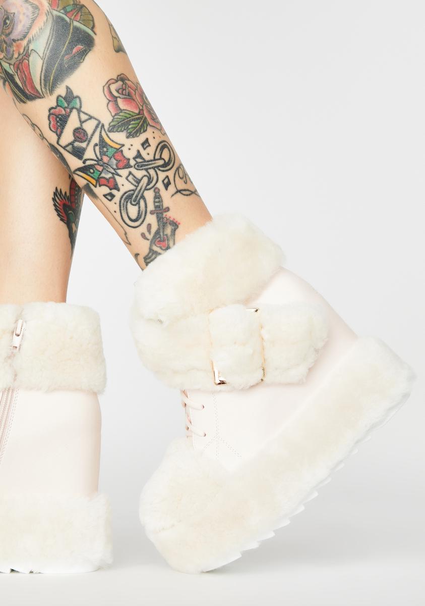 Fuzzy Trim Ankle Platform Wedge Boots – Dolls Kill