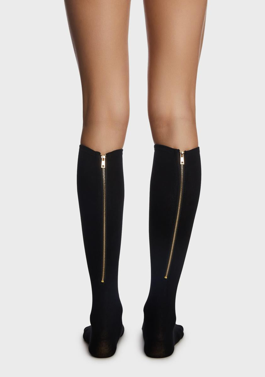 Knee High Zipper Socks - Black – Dolls Kill