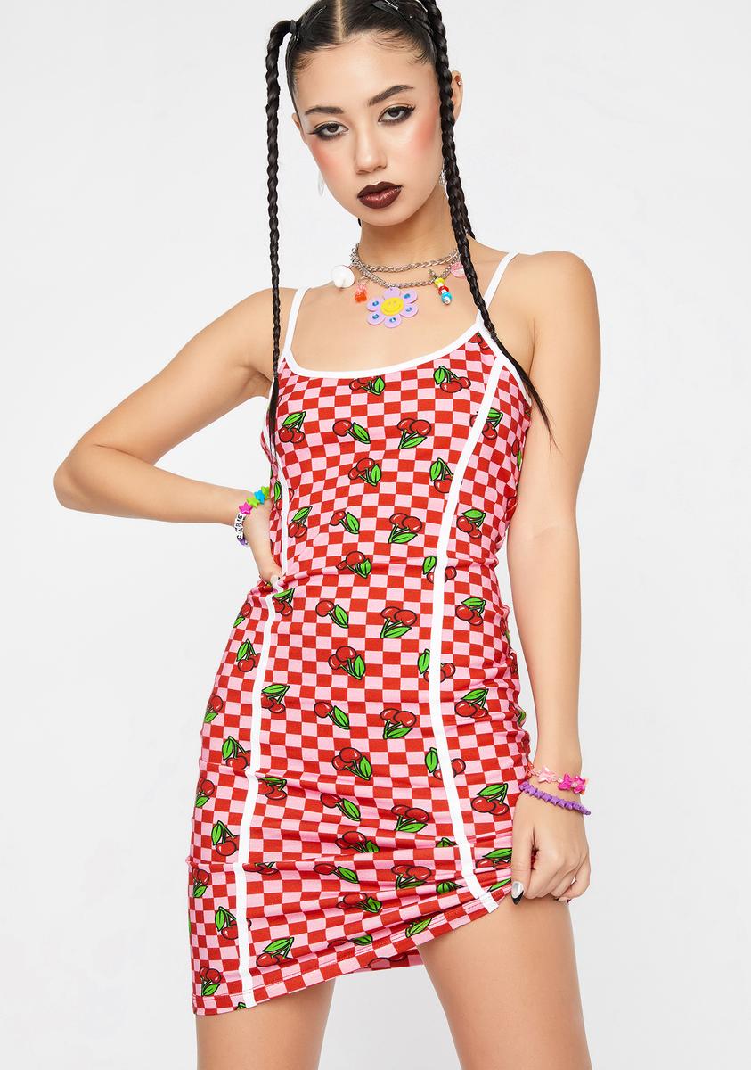 NGOrder Pink Cherry Checkerboard Dress – Dolls Kill