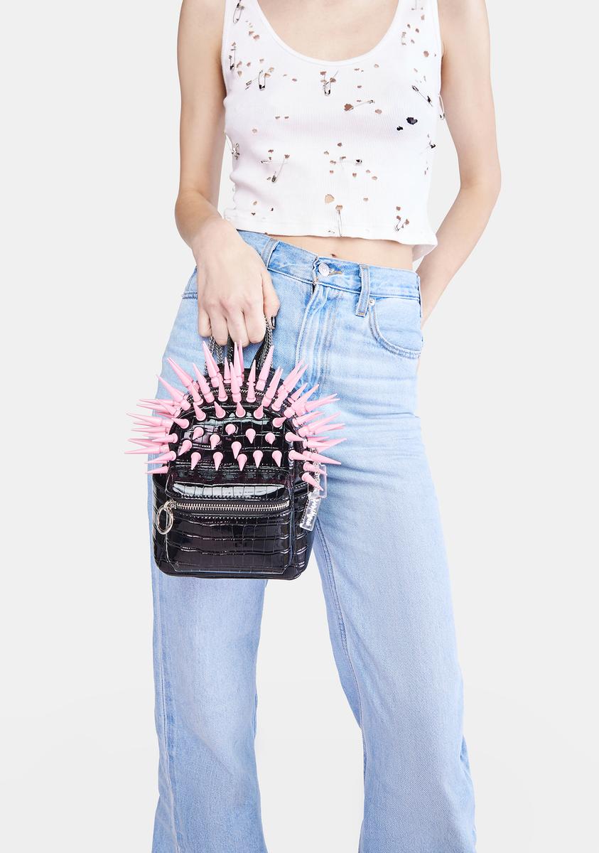 Dolls Kill x Nastygem Spiked Mini Backpack - Pink/Black